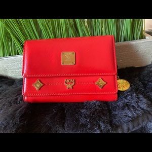 MCM | Bags | Sold Authentic Mcm Trifold Wallet In Red | Poshmark